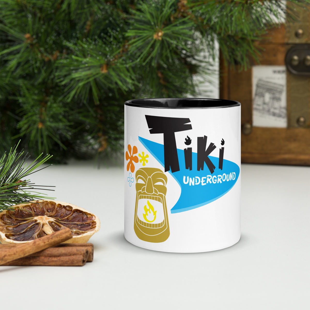 TU logo Coffee Mug with color inside – Tiki Underground